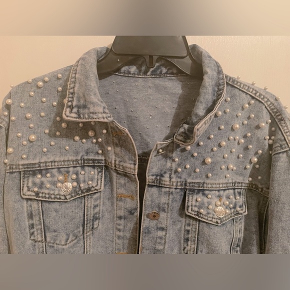 Jackets & Coats | Pearl Studded Jean Jacket | Poshmark